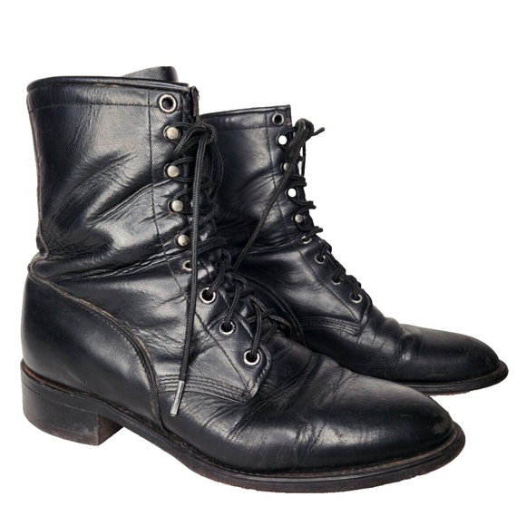 Justin Boots | Shoes | Vtg Justin Lace Up Boots Roper Packer Western ...